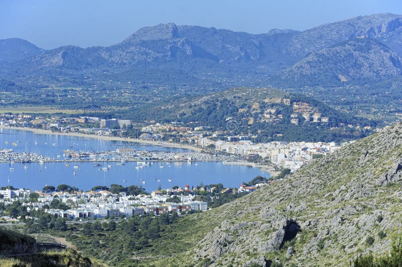 View of the Harbor of Port De Pollenca Stock Photo - Image of boat ...