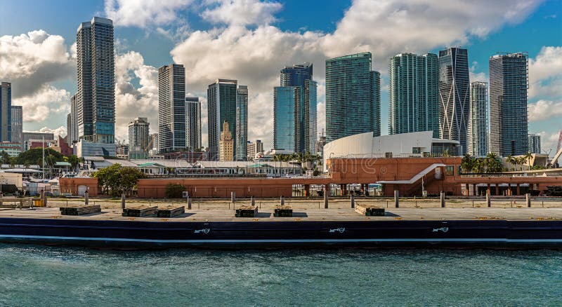 A View from the Harbour Looking Back Towards Downtown Miami Stock Photo ...