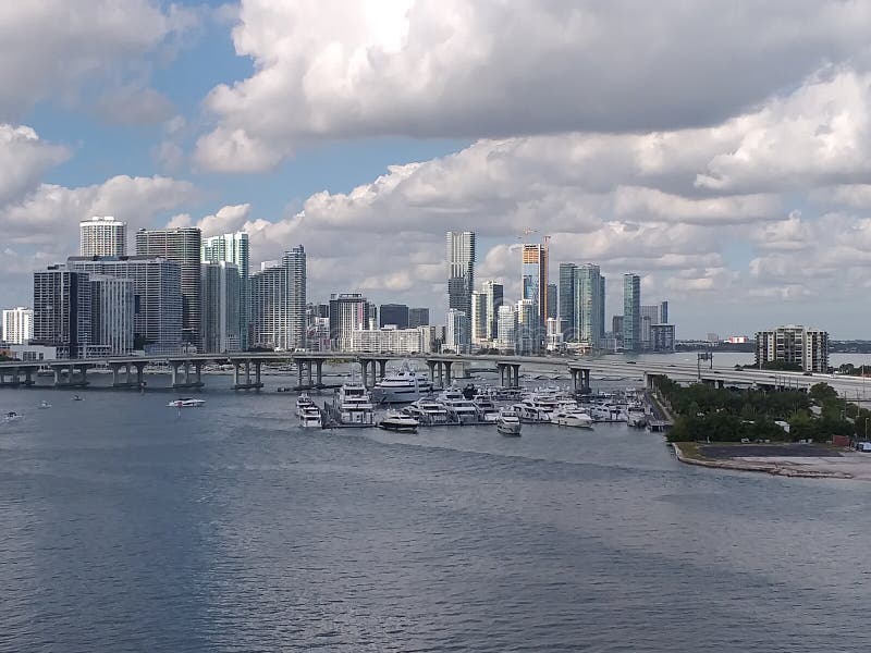 Miami skyline stock image. Image of miami, view, harbour - 237794719
