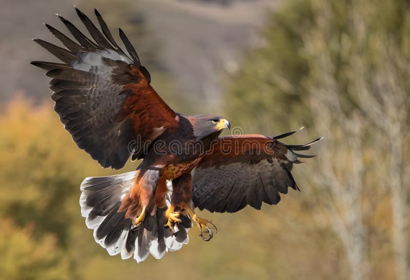 A view of a Harris Hawk stock illustration. Illustration of bird ...