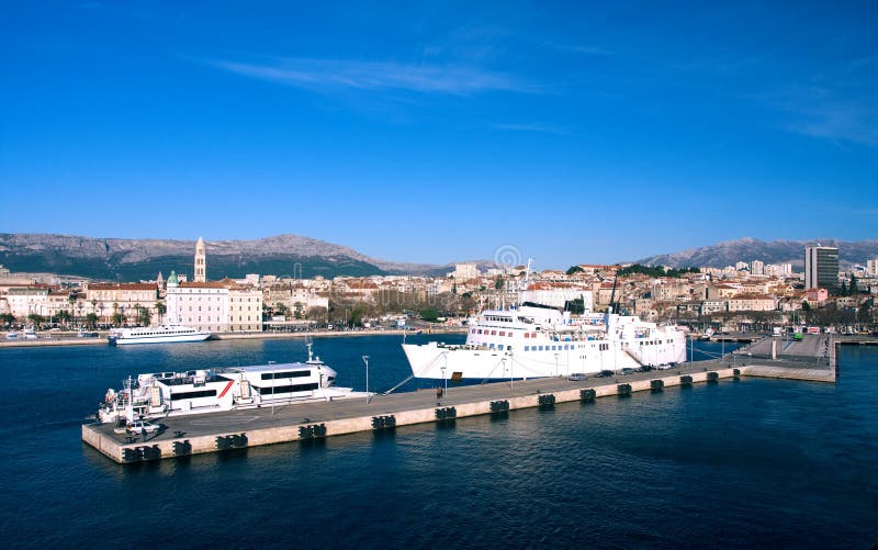 View of haven in Split stock image. Image of ferry, building - 7939583