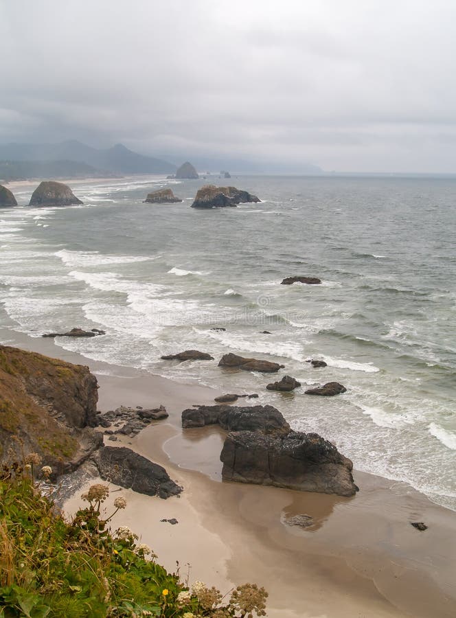 View of Haystack on the Oregon Coast Stock Image - Image of color ...