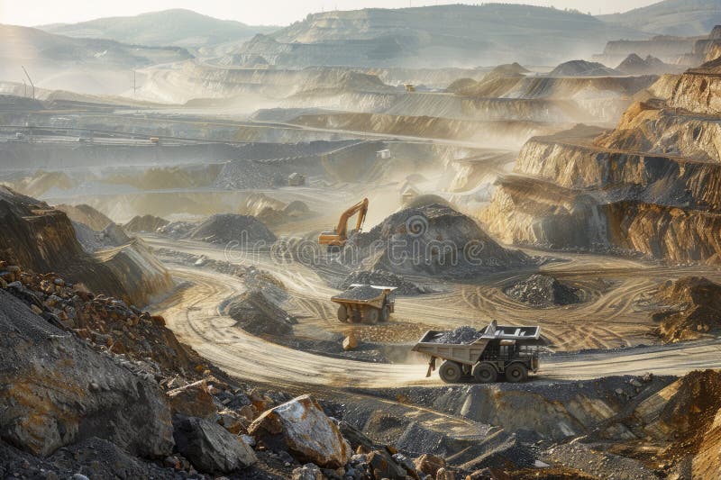 View of Heavy Equipment Working in a Coal Mine. Neural Network Ai ...