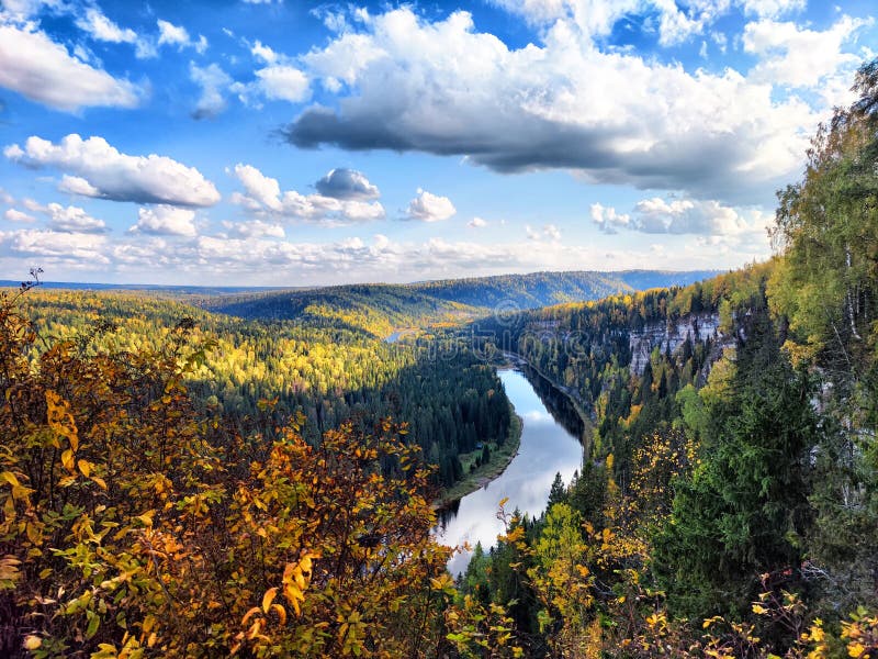 View from Height on Beautiful Amazing Landscape with Trees, Greenery ...