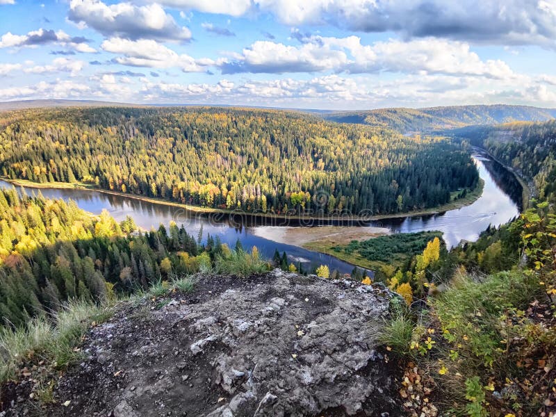 View from Height on Beautiful Amazing Landscape with Trees, Greenery ...