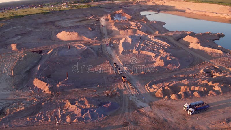 Extraction of Construction Sand at the Quarry. Loading Construction ...