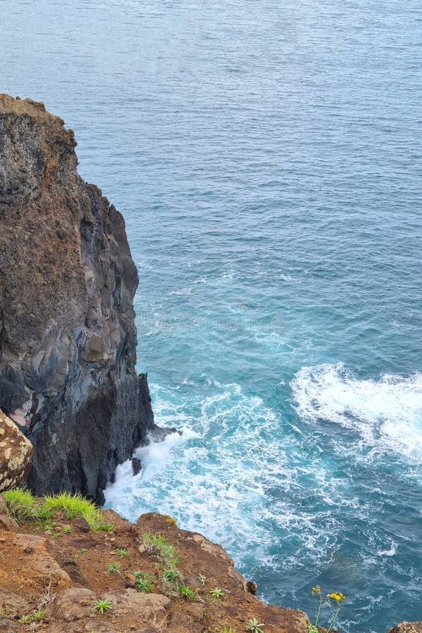 View from a Height Down. Cliff Break. an Island in the Ocean. Stock ...