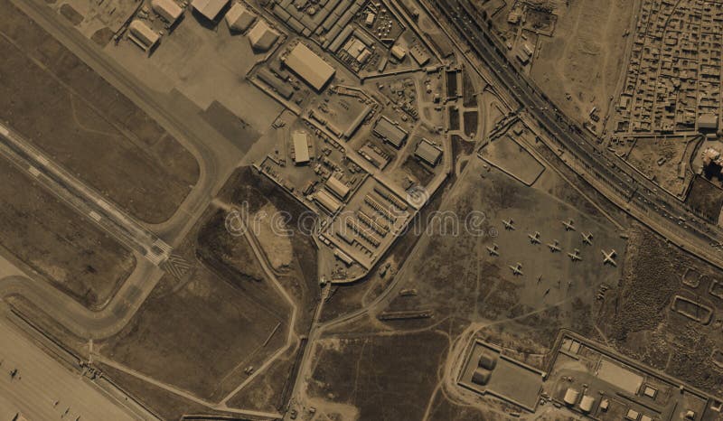 A View from the Height of a Drone Flight Over the Airport of Kabul ...