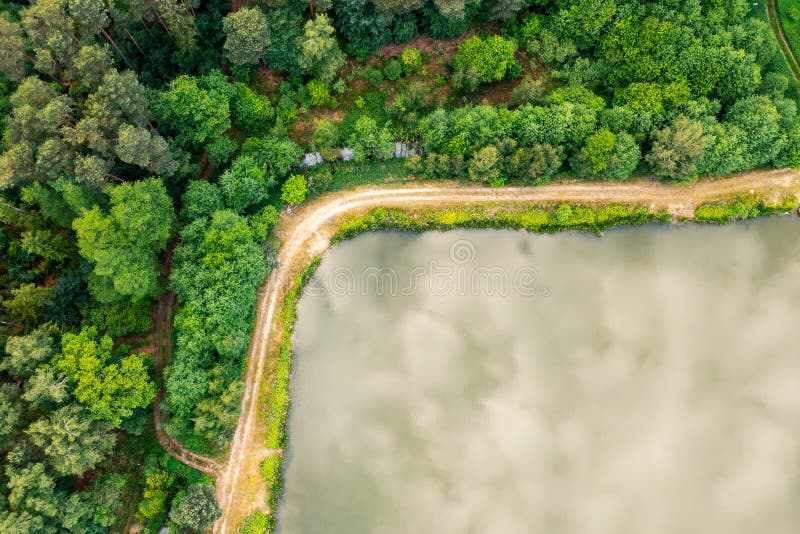 View from a Height of the Lake and Forest, Summer Landscape Stock Image ...