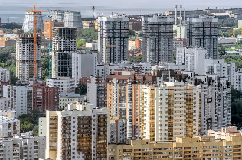 View from a Height To a Multi-storey Building in the City. Stock Photo ...