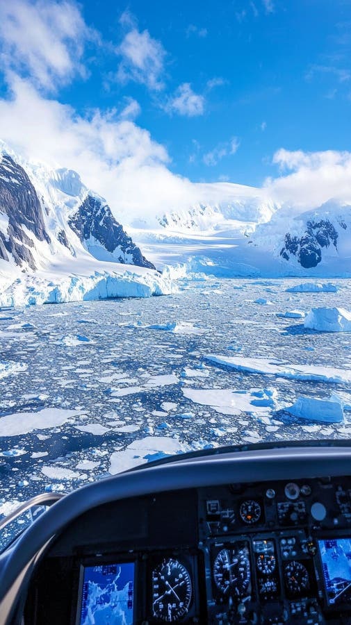 View from Helicopter Cabin To Arctic Ice. Stock Photo - Image of flight ...