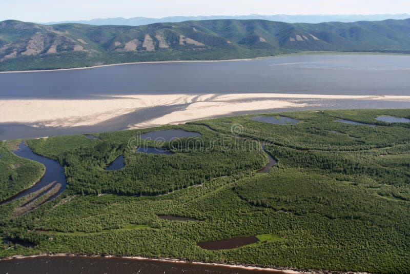 View from the Helicopter on the River Stock Photo - Image of blue ...