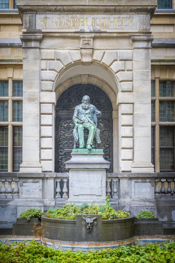 View on Hendrik Conscience Statue on City Library and Hendrik ...