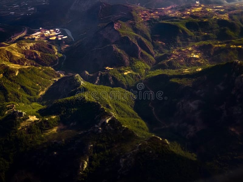 View from a High Altitude of a Mountain Range Covered with Forests ...