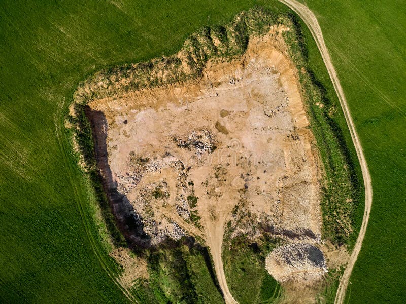 View from a High Altitude of a Stone Quarry Dug in the Middle of a ...