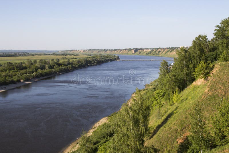 View from the High Bank of the Wide River Stock Image - Image of high ...
