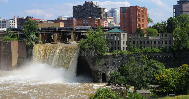 View of the High Falls at the City of Rochester Stock Image - Image of ...