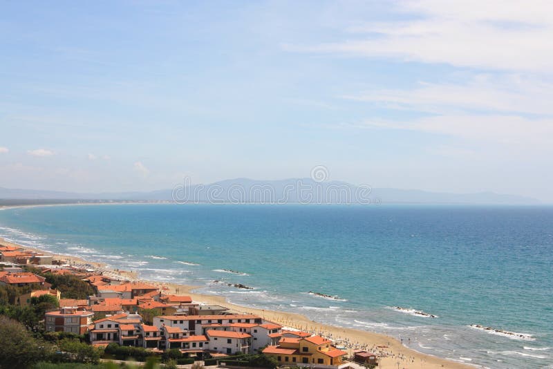 View from High of the Italian Seaside and Rooftops Editorial Stock ...