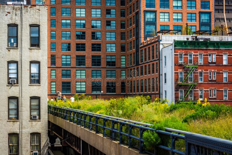 HIgh Line. New York City, Manhattan. Stock Image - Image of freight ...