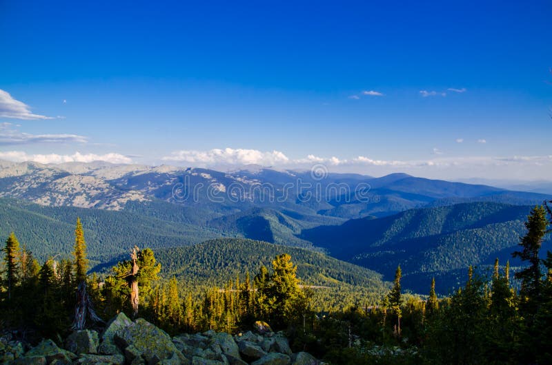 View from High Mountain. Clouds in the Sky Stock Photo - Image of hills ...