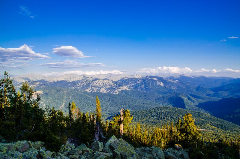 View from High Mountain. Clouds in the Sky Stock Image - Image of pure ...