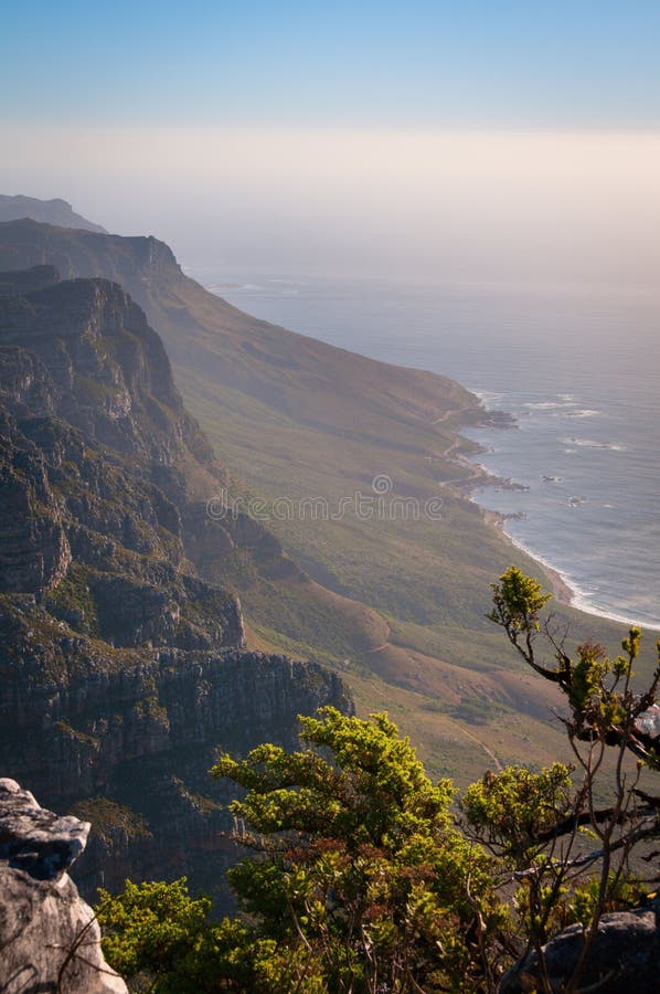 View from High Mountain on Ocean Coastline Stock Photo - Image of ...