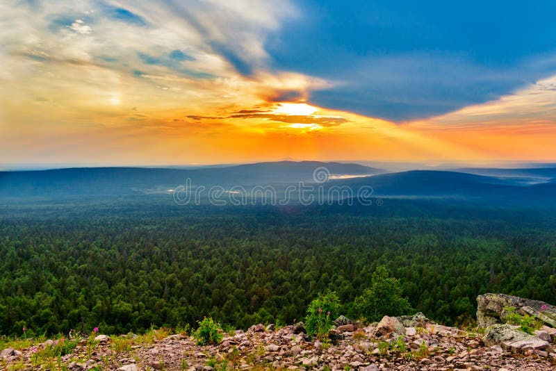 View from the High Mountains To the Taiga Stock Photo - Image of taiga ...
