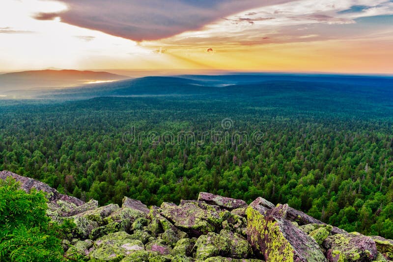 View from the High Mountains To the Taiga Stock Photo - Image of green ...