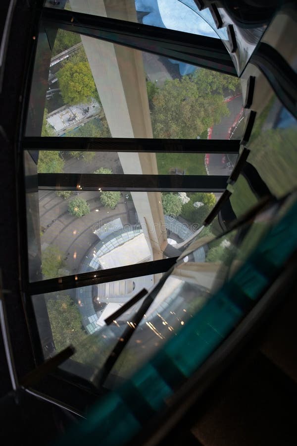 View from High Observation Deck through Glass Panels Stock Image ...