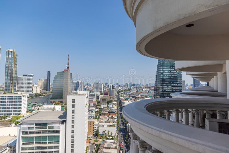 View of High-rise Facades through a Structure from Balconies during the ...