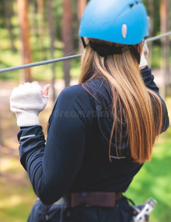 View of High Ropes Course, Process of Climbing in Amusement Acitivity ...