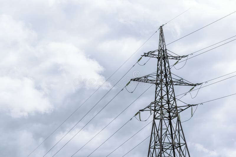 View of a High-voltage Overhead Power Line. Electricity Pole on a Power ...