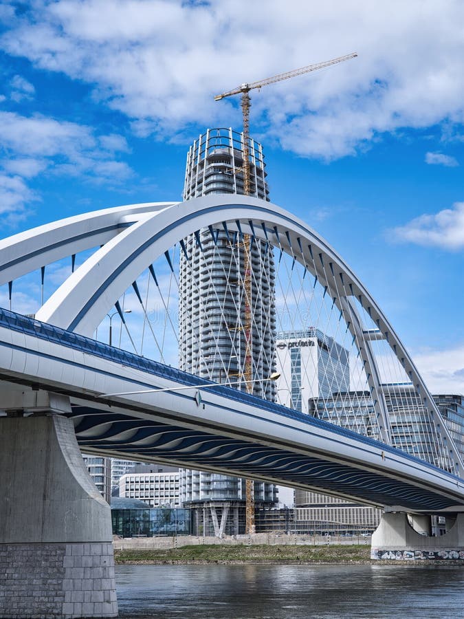 View of the Highest Skyscraper in Slovakia Across the Apollo Bridge in ...
