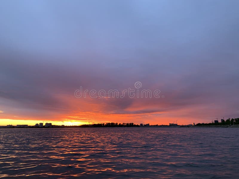 View from hight river bank stock image. Image of sunset - 188870299
