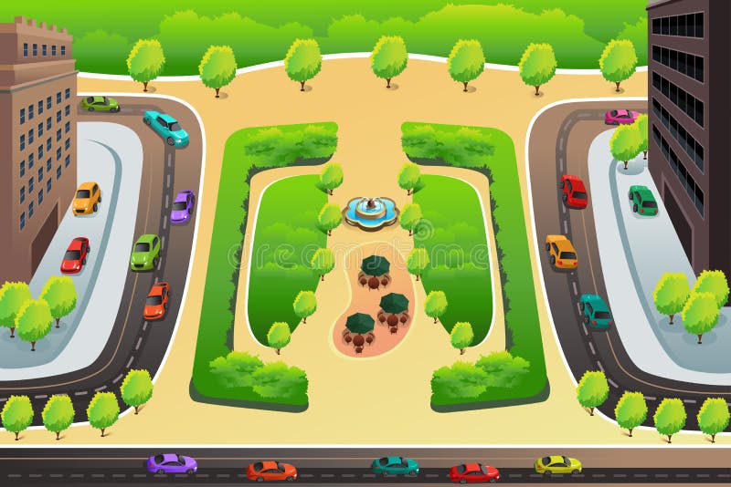 View of a Highway and a Park from Above Stock Vector - Illustration of ...