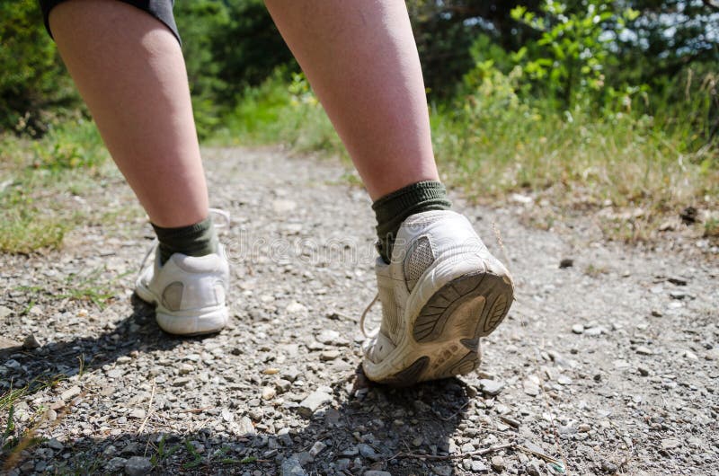 View of Hiker Legs Walking on a Path Stock Image - Image of fitness ...