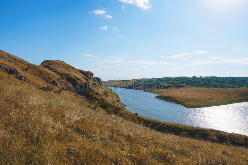 View on hill and river stock photo. Image of landscape - 195346364