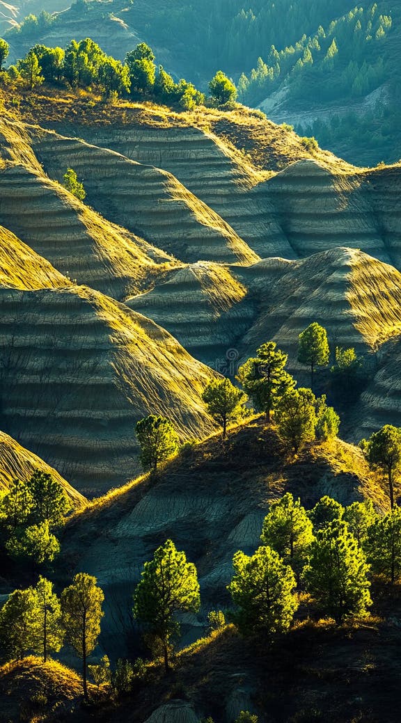A View of a Hillside with Trees on Top of it Stock Image - Image of ...