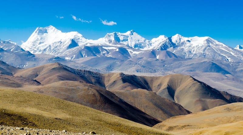 Himalayas. View from the Tibetan Plateau. Stock Photo - Image of ...
