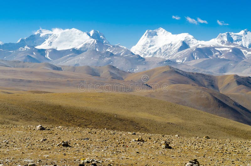 Himalayas. View from the Tibetan Plateau. Stock Photo - Image of ...