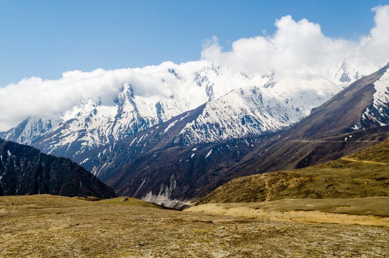 Himalayas. View from the Tibetan Plateau. Stock Photo - Image of ...