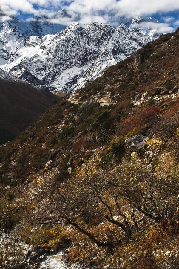 Pangboche village stock image. Image of architecture - 37137207