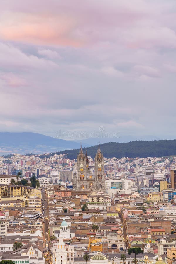 View of the Historic Center of Quito Stock Photo - Image of hill ...