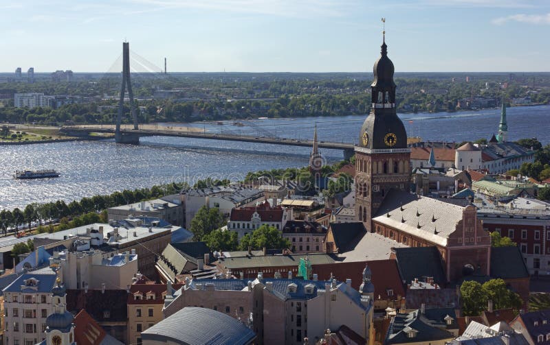 View of Historic Center of Riga Stock Image - Image of view, cathedral ...