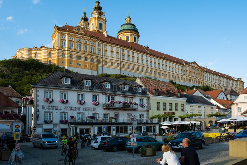 View of the Historic Melk Abbey from Melk Town at Sunset Editorial ...