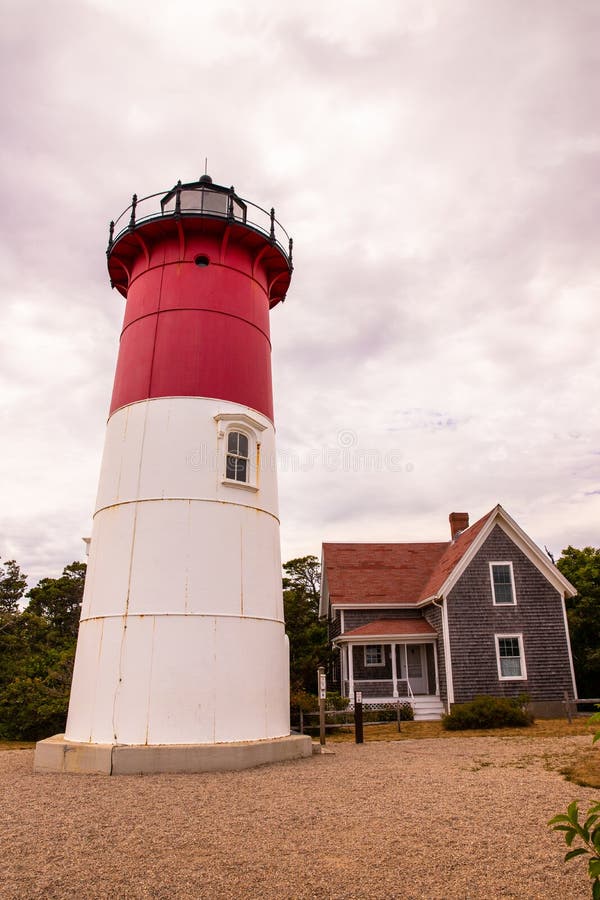 Nauset Lighthouse Along the Cape Cod National Seashore. Stock Photo - Image of shore, tower ...