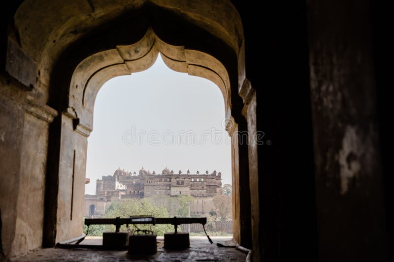 View of a Historic Town from the Inside of an Open Arched Window in ...