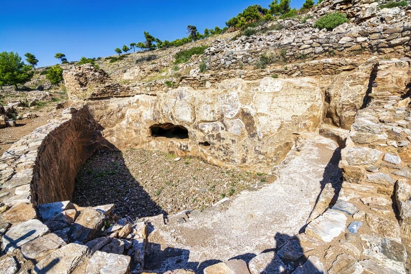View of the Historical Site of Lavrion Ancient Silver Mines. Greece ...