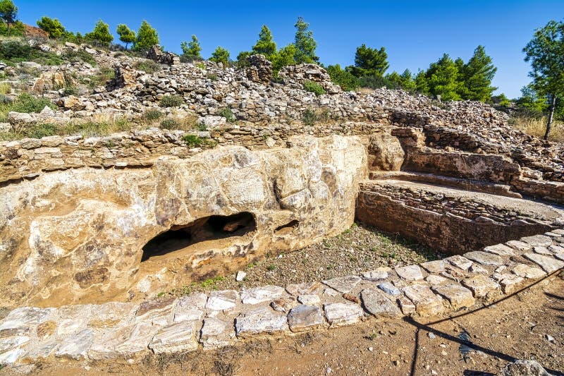 View of the Historical Site of Lavrion Ancient Silver Mines. Greece Stock Photo - Image of ...