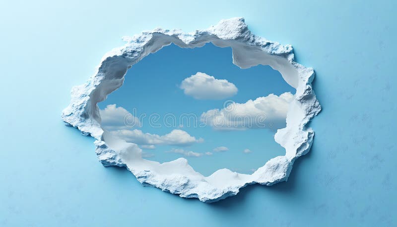 A View through a Hole Showing a Blue Sky with Clouds Stock Image ...